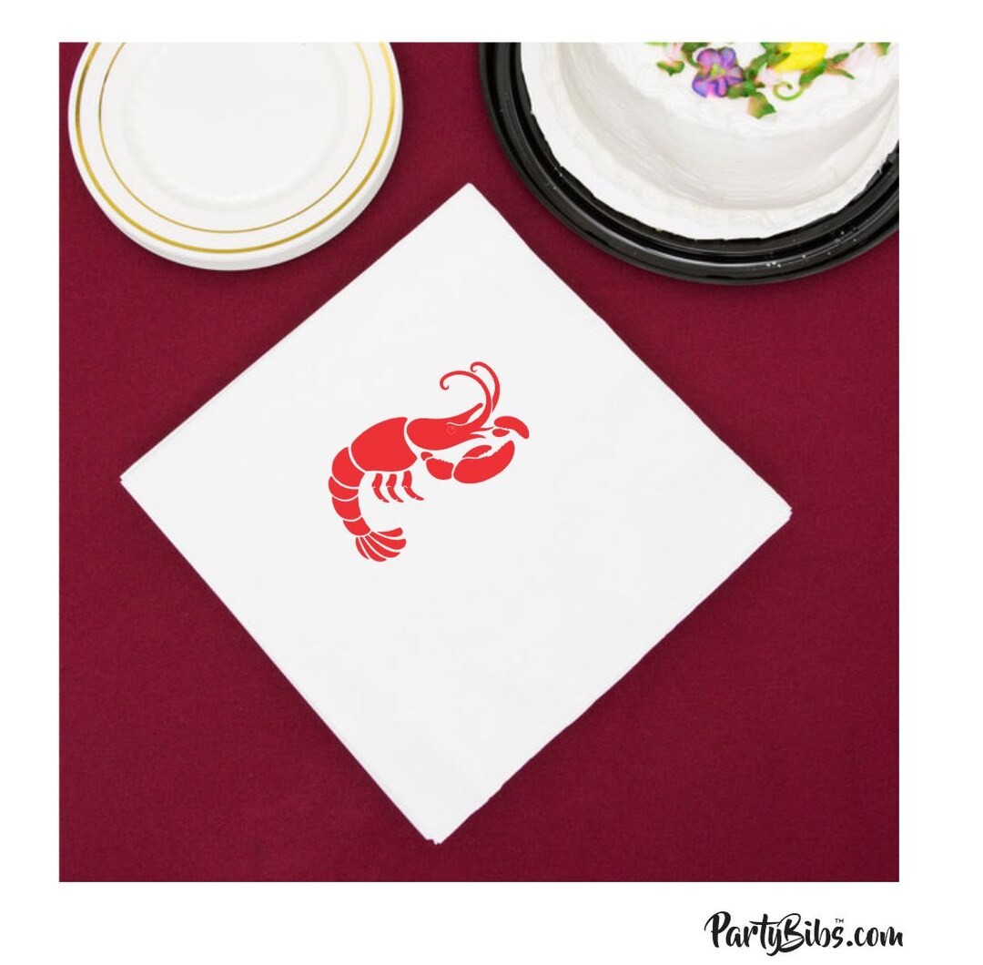 CRAWFISH Napkins, Pack of 25, Beverage Cocktail Size, White With ...