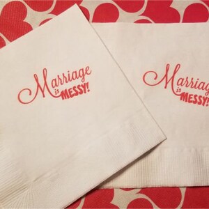 Marriage is Messy Design Napkins, Pack of 25, Beverage Cocktail Size ...
