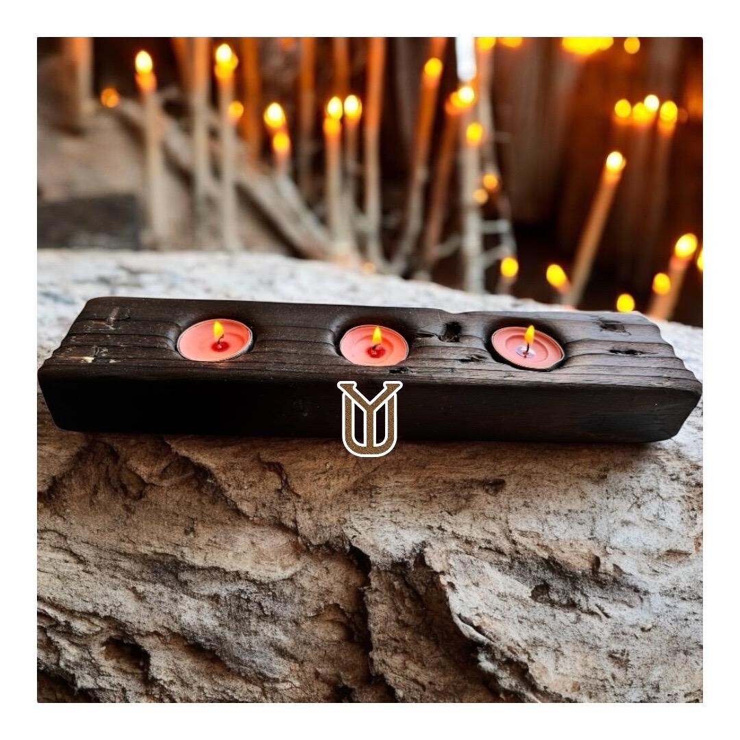 Triple Tealight Candle Holder | Shou Sugi Ban Burned Pine Wood ...
