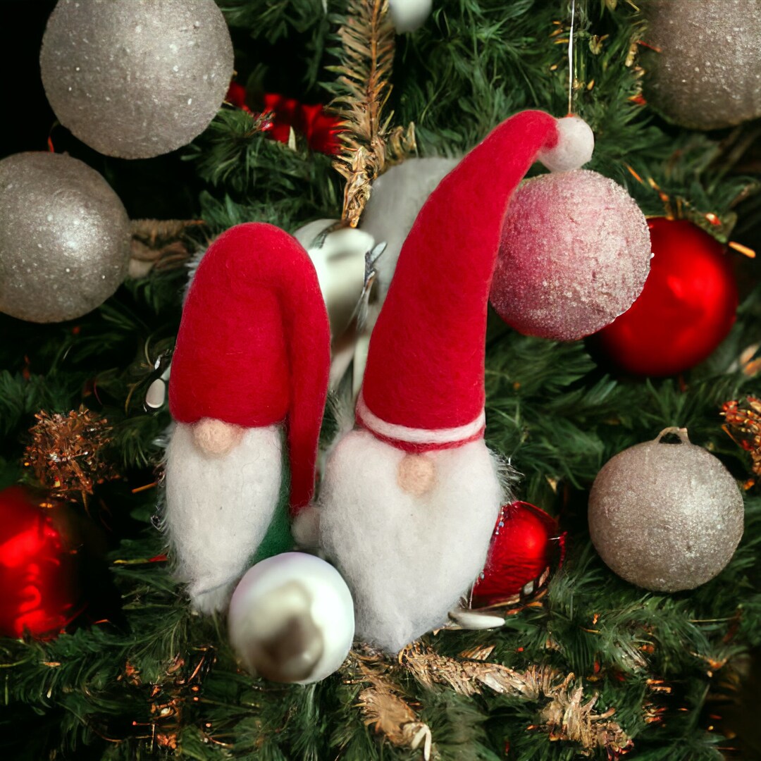 Needle Felted Wool Gnome, Christmas Ornament - Etsy