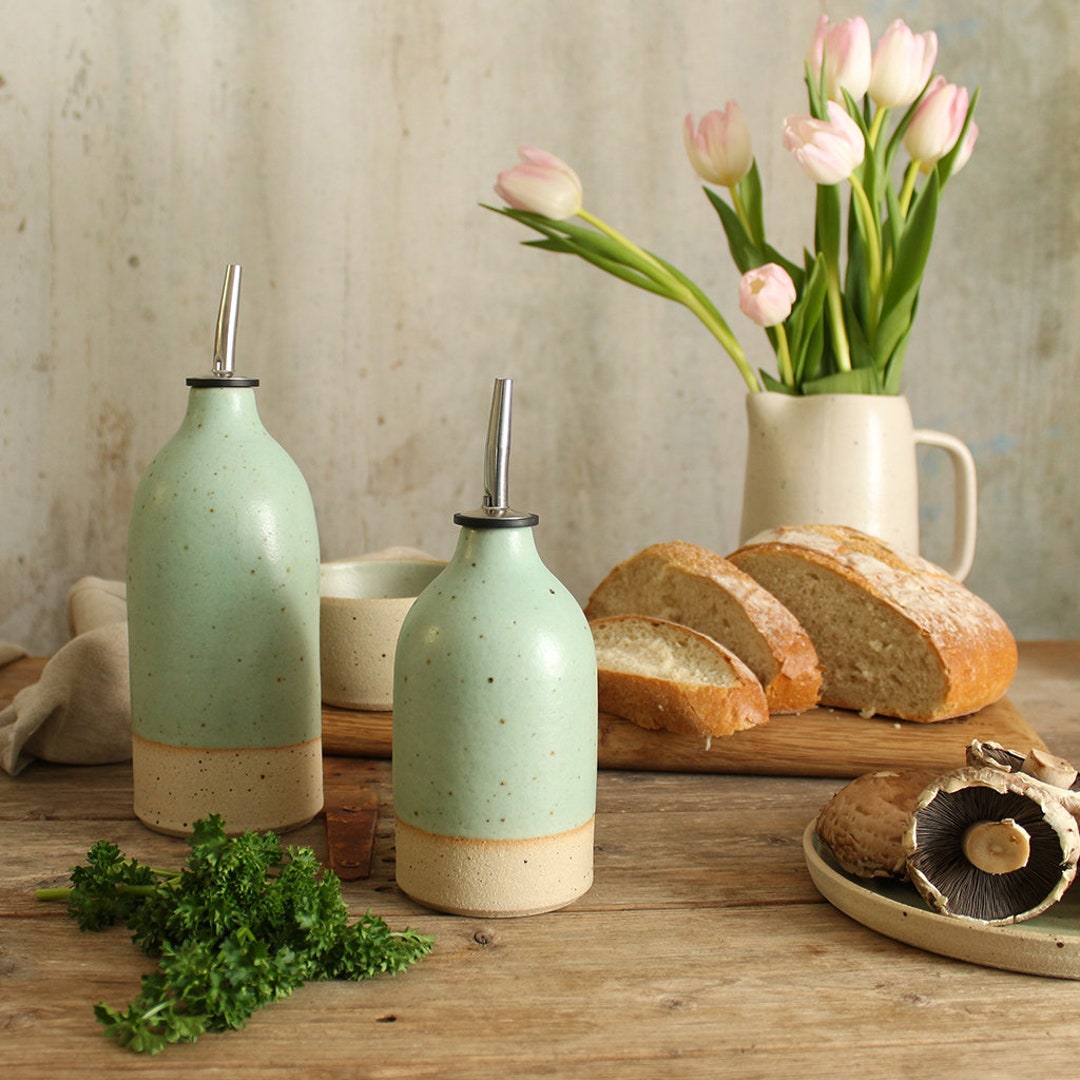 Handmade Green Ceramic Oil Pourer in Small or Large - Etsy