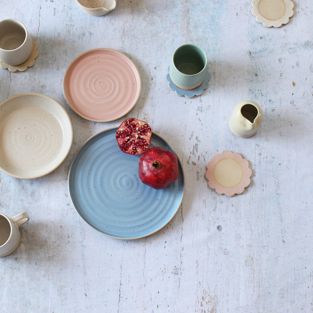 Cornflower Blue Ceramic Dinner Plate, Dinner Set of Plates - Etsy