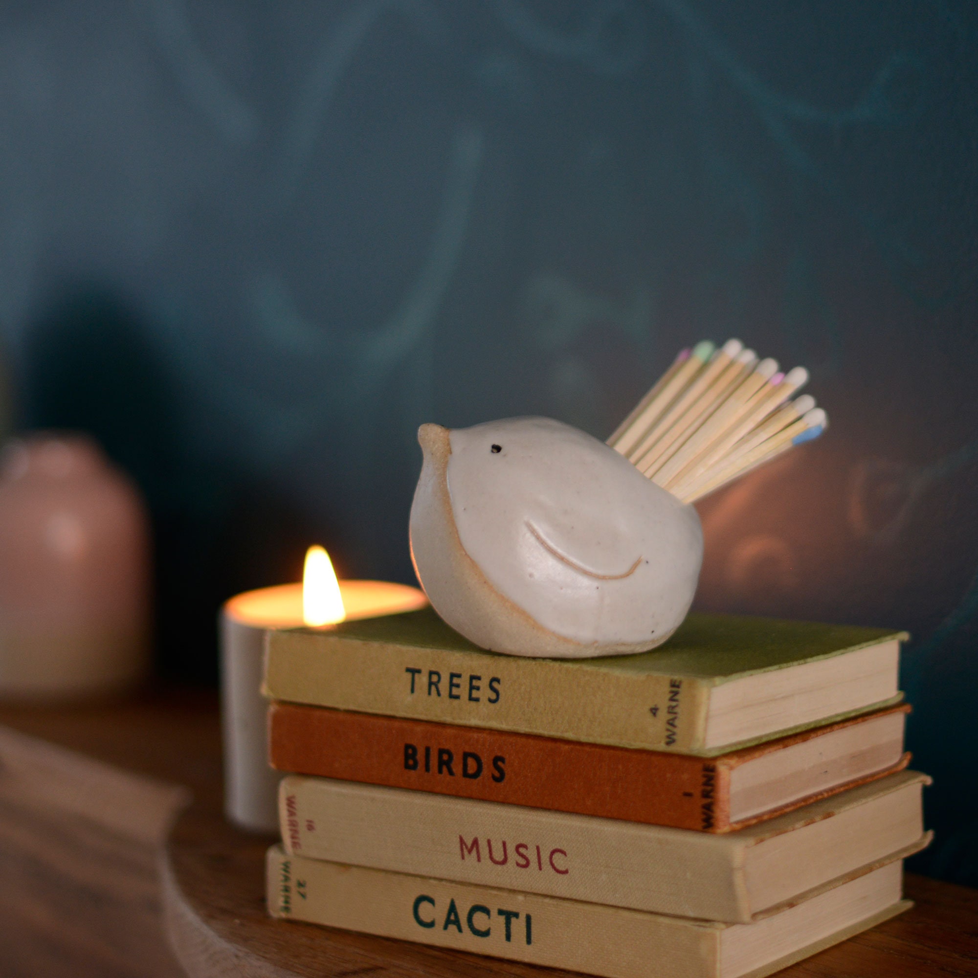 Bird Match Striker Pot With Matches in Off-white - Etsy UK