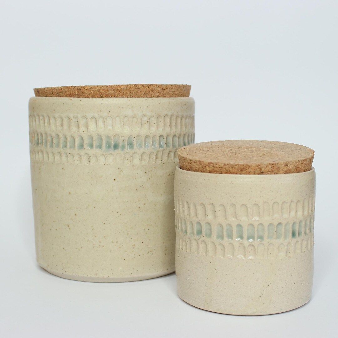 Handmade Ceramic Storage Jars, Cork Lidded Storage Pots - Etsy