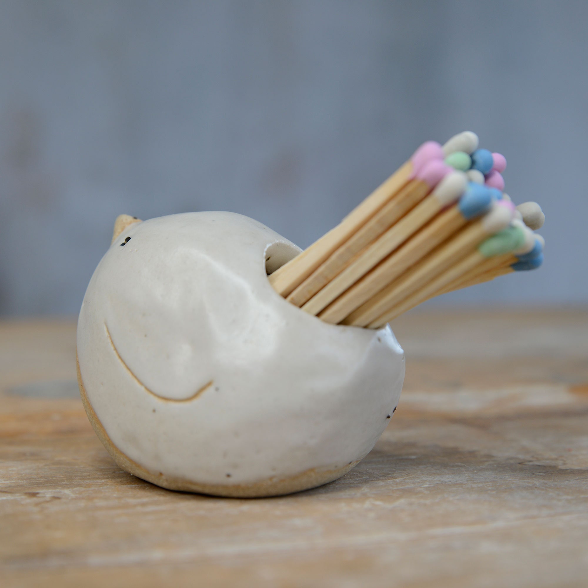 Bird Match Striker Pot With Matches in Off-white - Etsy UK