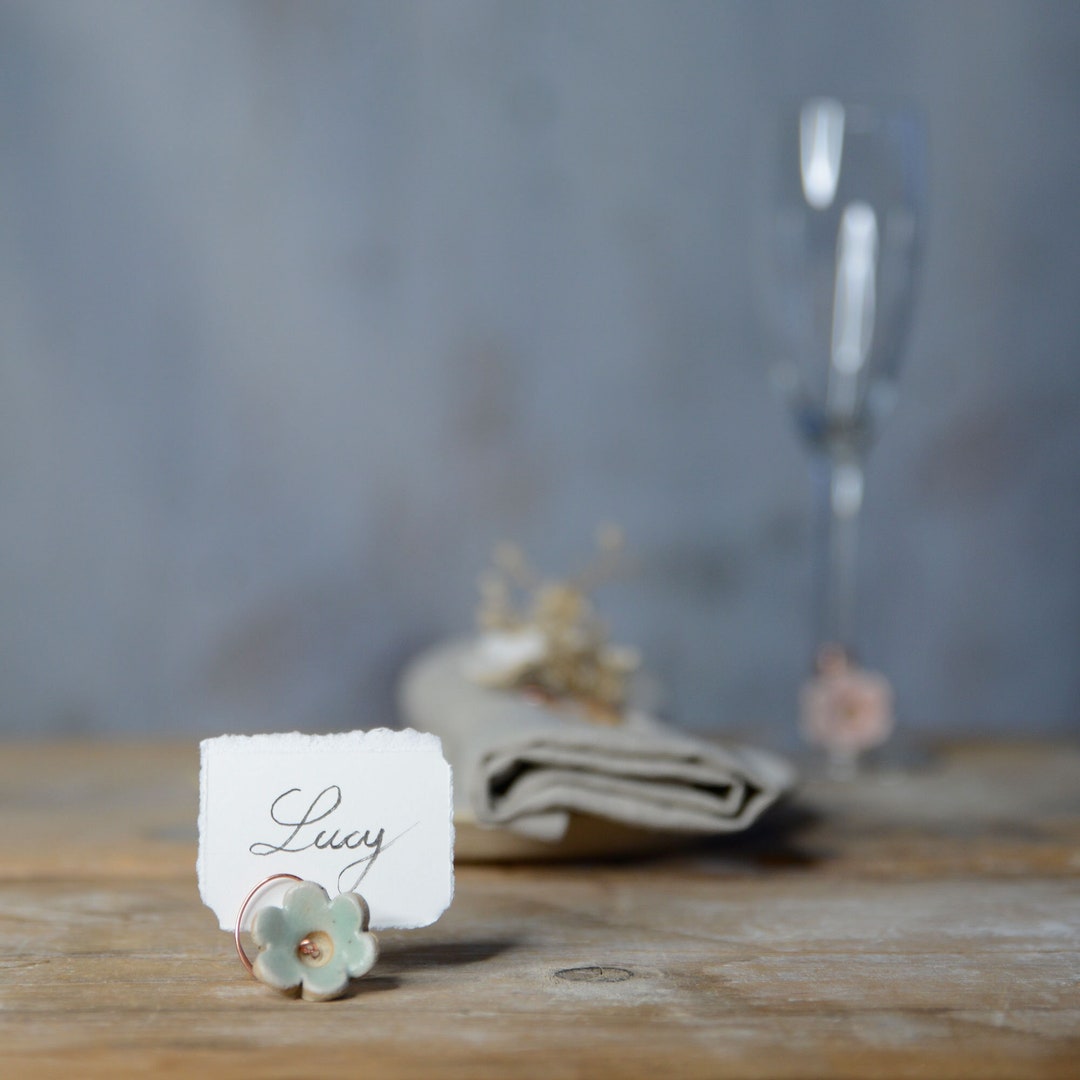 Flower Name Card Holder Wedding Favour Stone Series - Etsy