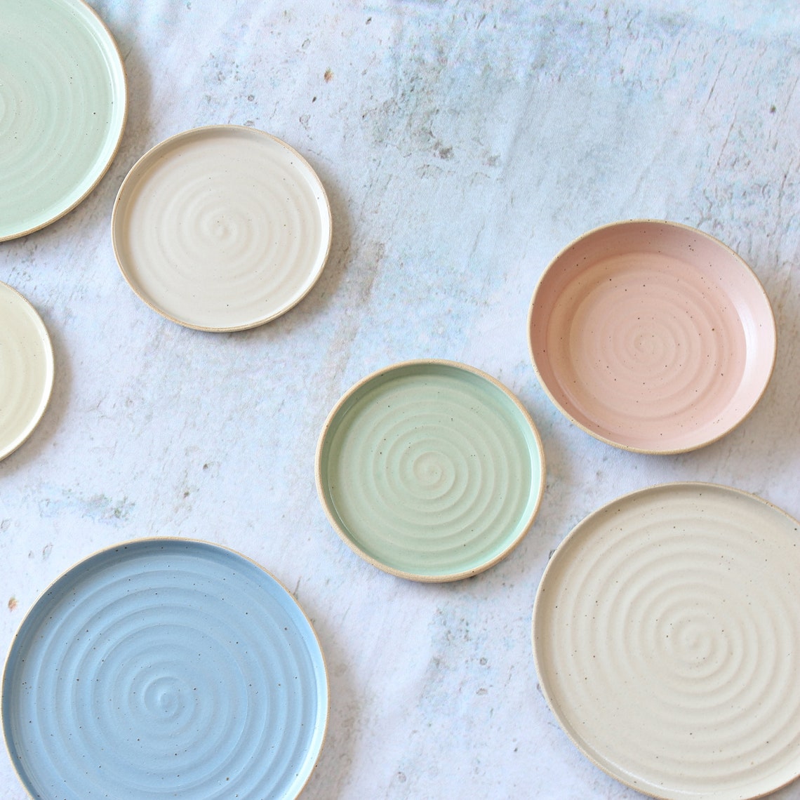 Cornflower Blue Ceramic Side Plate, Dinner Set of Plates - Etsy