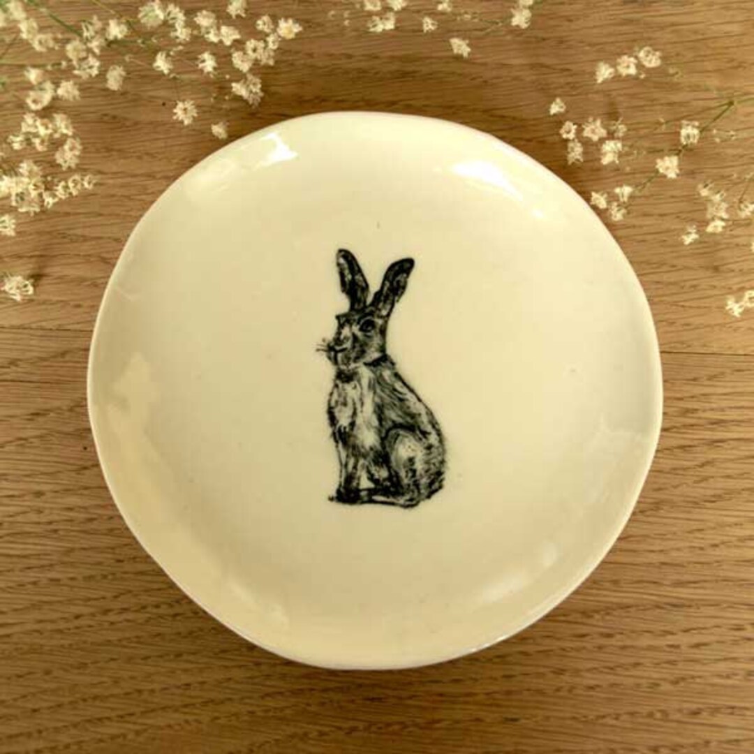 Ceramic Sitting Hare Dish / Porcelain and Stoneware Dish / Medium Dish ...