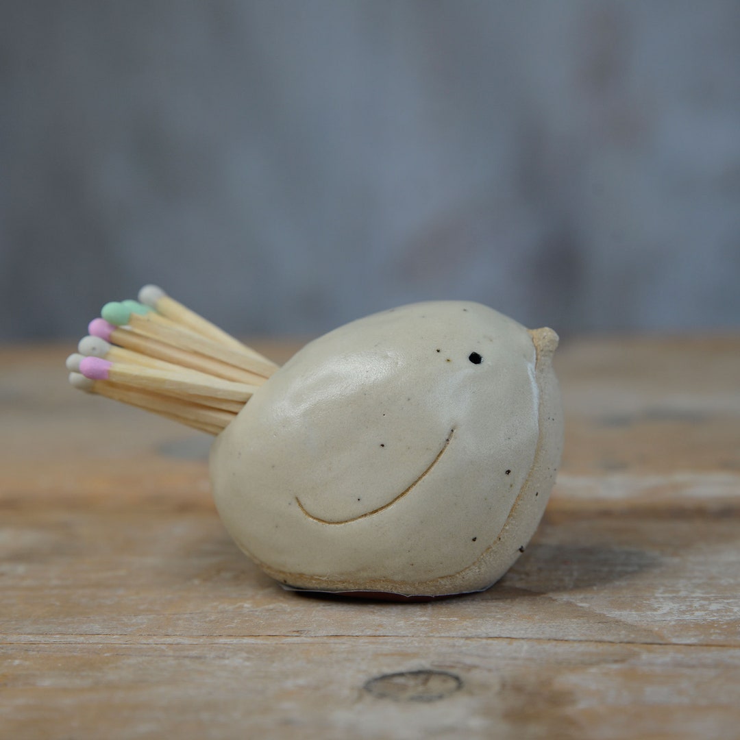 Bird Match Striker Pot With Matches in Light Yellow - Etsy