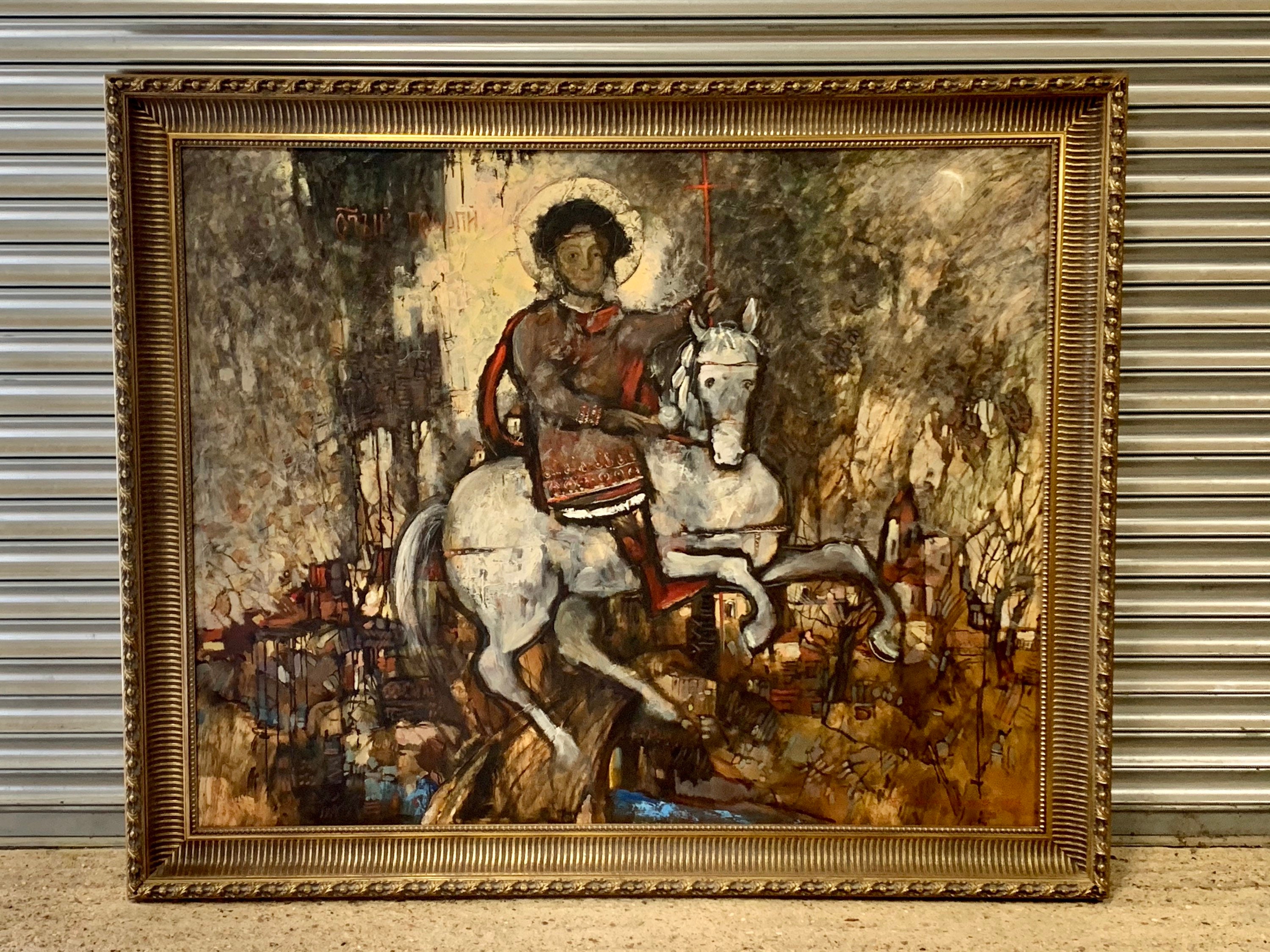 Stunning & Very Large Oil Painting Of Saint George By The Artist Lev ...