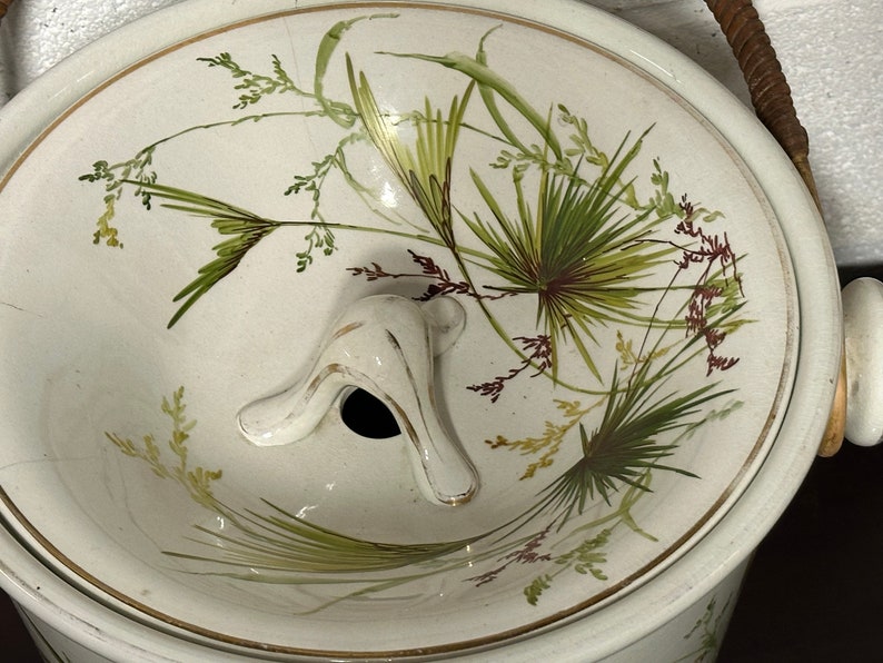 Victorian Ceramic Slop Pail / Bucket Decorated With Flowers & Bamboo ...
