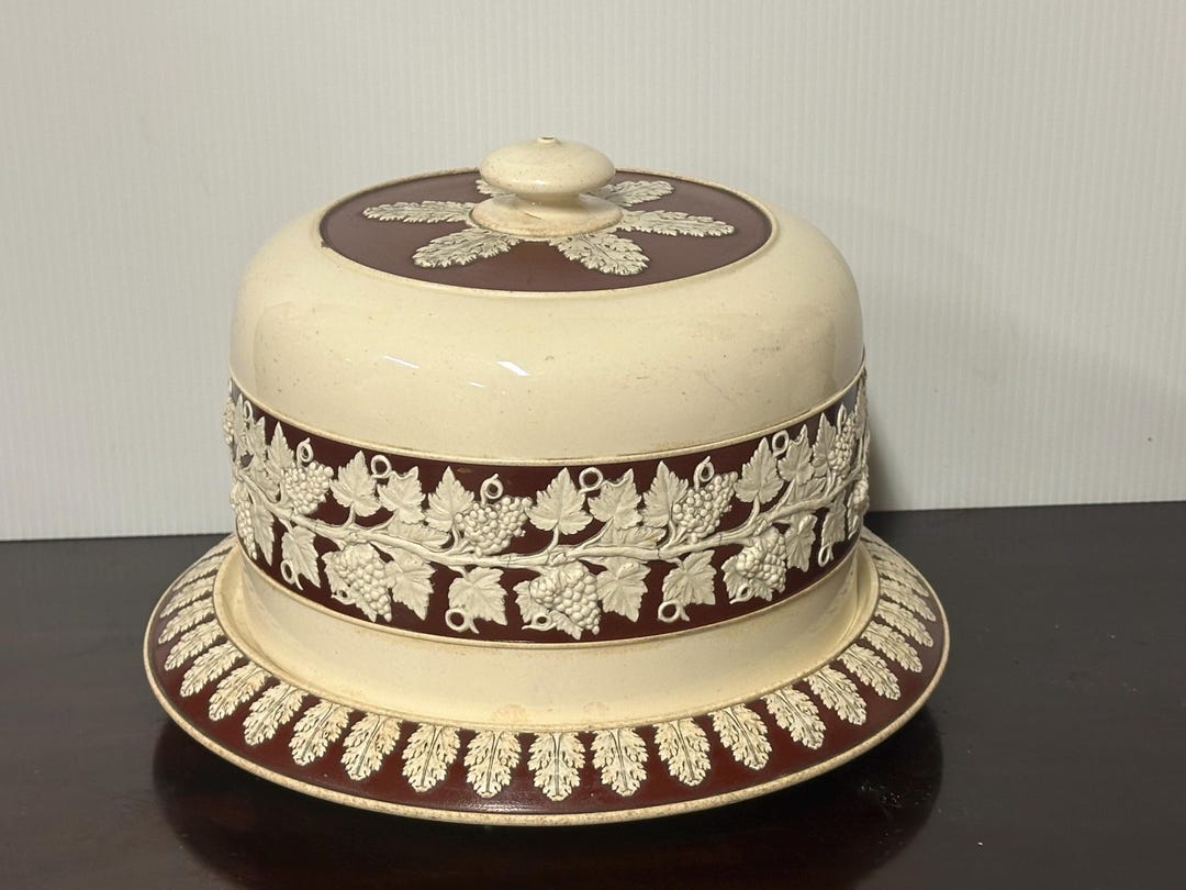 Stunning Victorian Copeland Spode Jasperware Cheese Dome Dish With Vine ...