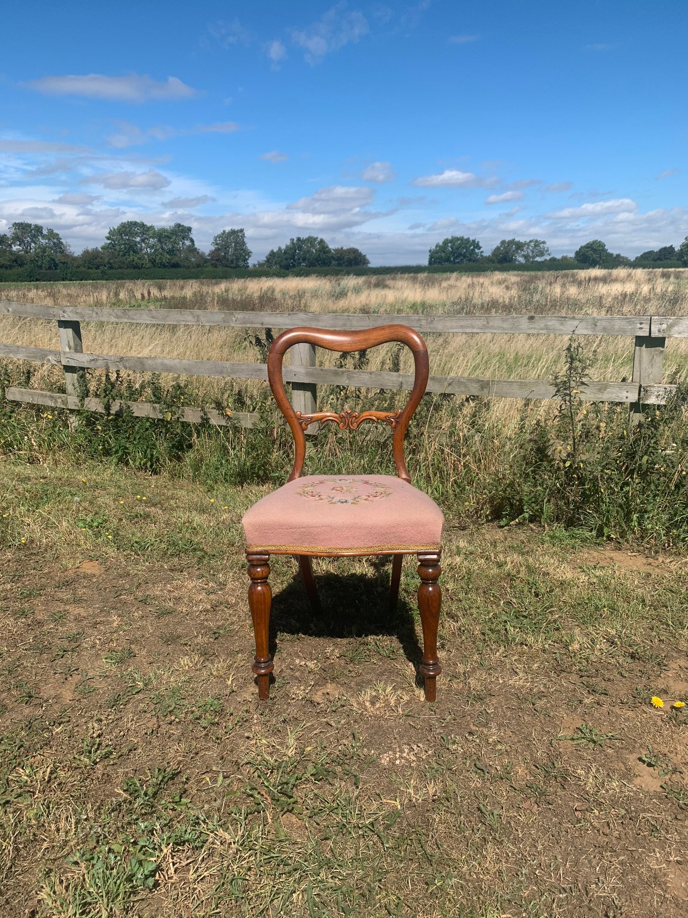 Beautiful Victorian Mahogany Balloon Back Chair with Upholstered ...