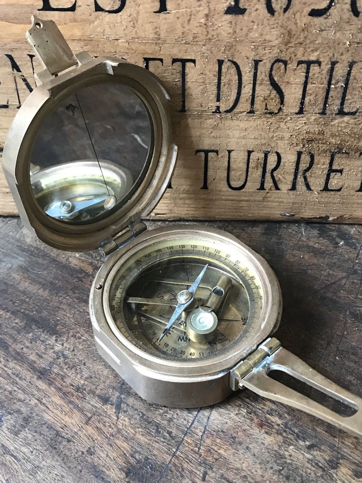 Vintage STANLEY London Brass Compass 'Natural Sine'