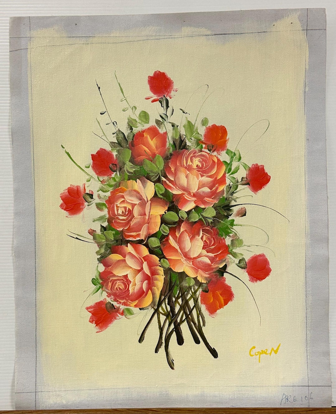 Beautiful Still Life Oil Painting on Linen of A Bouquet of Flowers ...