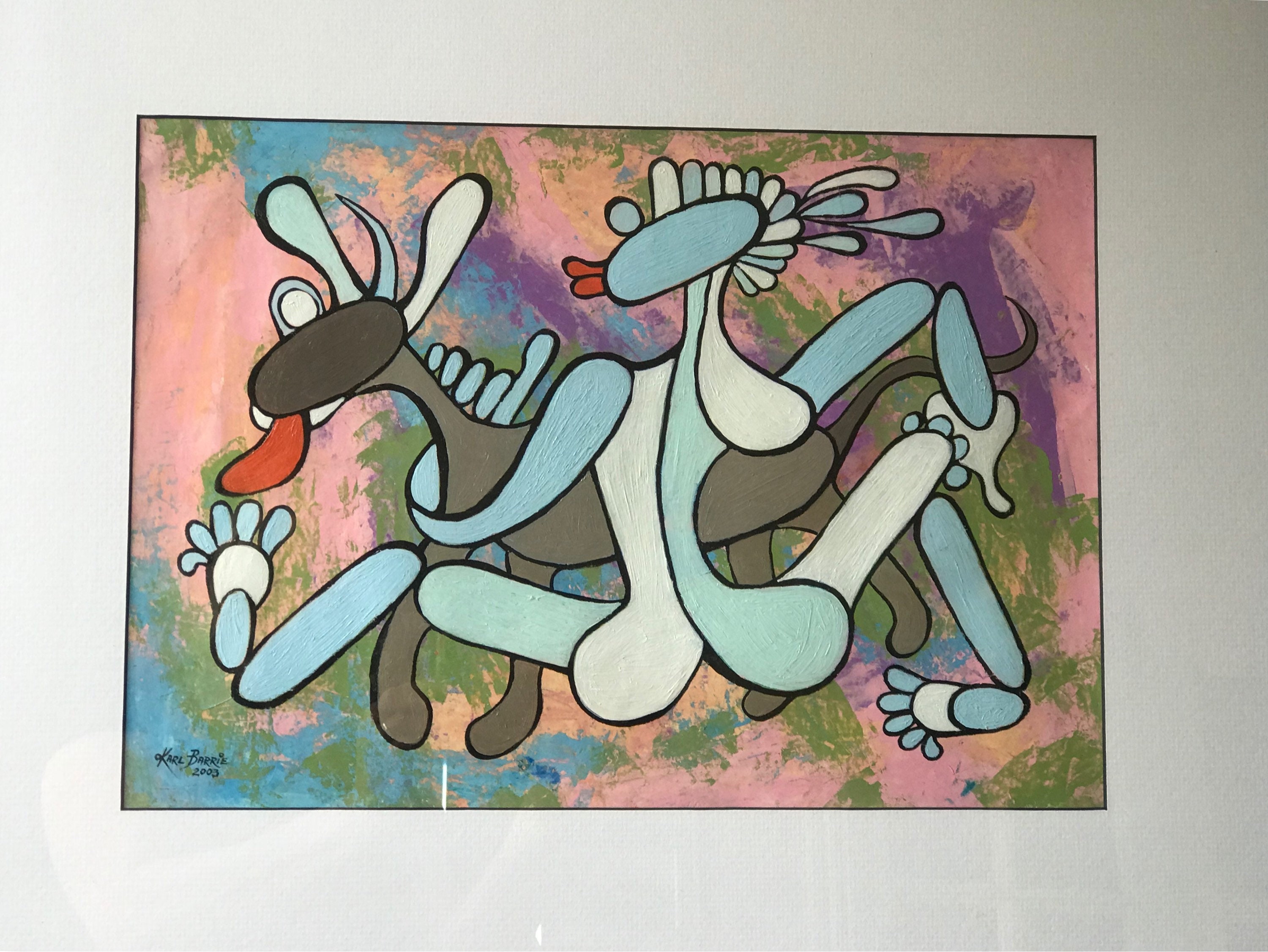 Framed And Glazed Abstract Oil Painting By Karl Barrie dated 2003