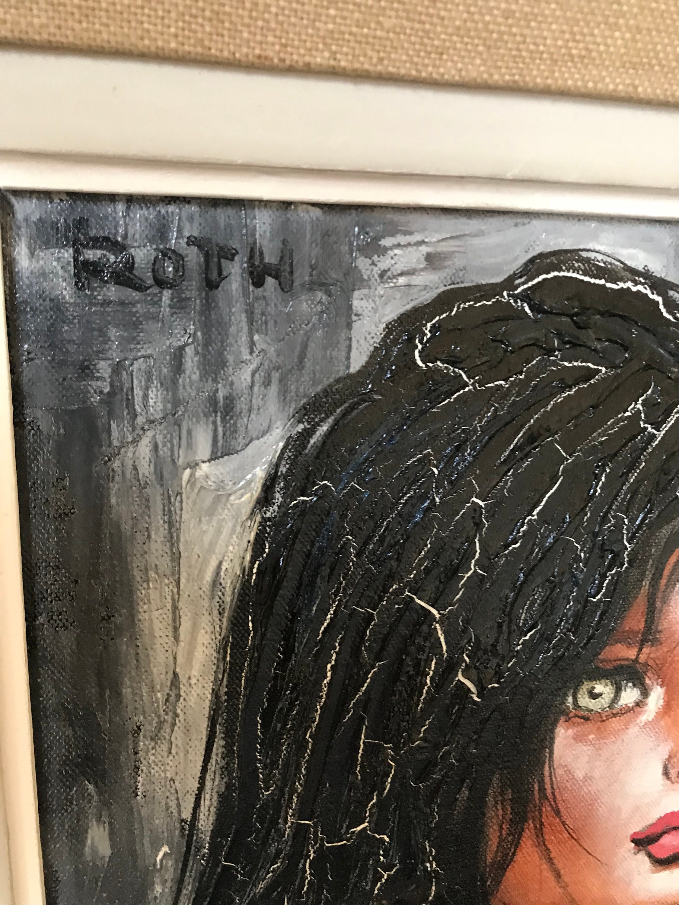 Lovely Original Mid Century Oil Painting of A Young Girl by Etienne Roth