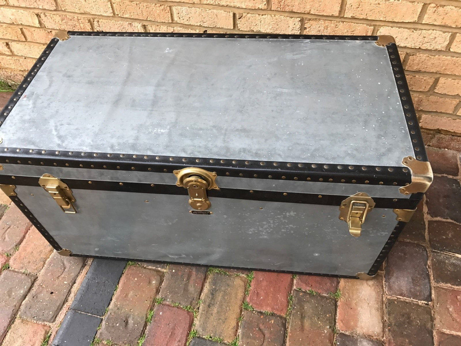 Original Vintage c1950's Large Aluminium Steam Trunk Travelling Chest