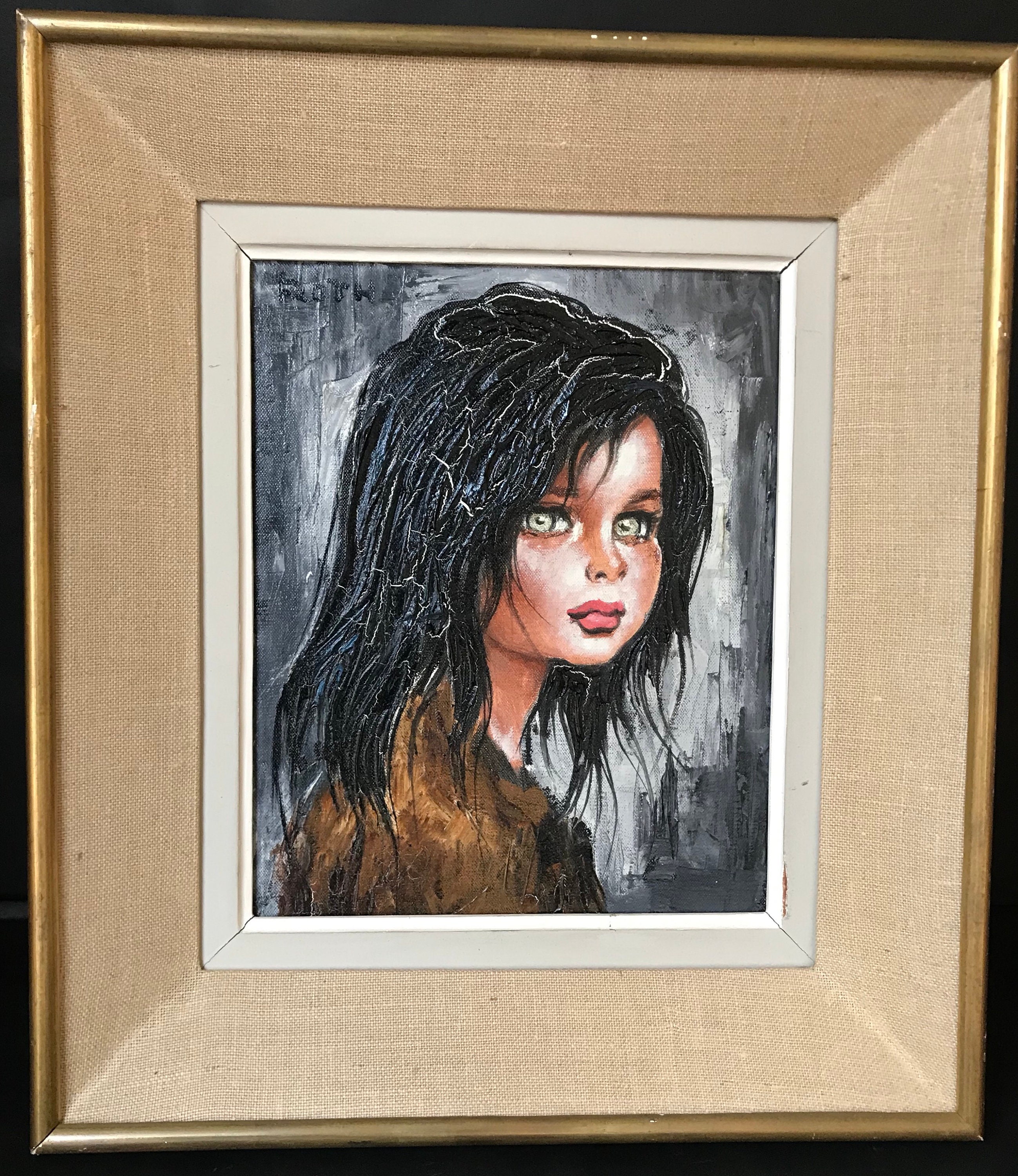 Lovely Original Mid Century Oil Painting of A Young Girl by Etienne Roth