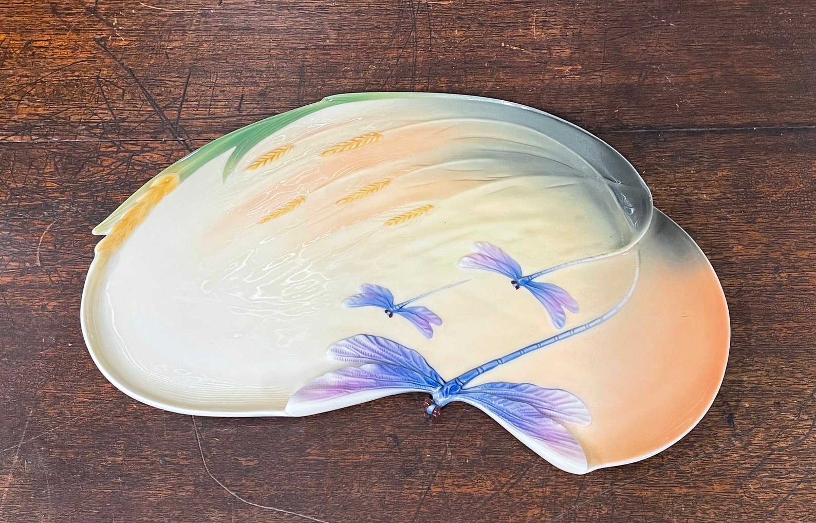 Beautiful Franz Porcelain Dragonfly Plate Sculpted and | Etsy