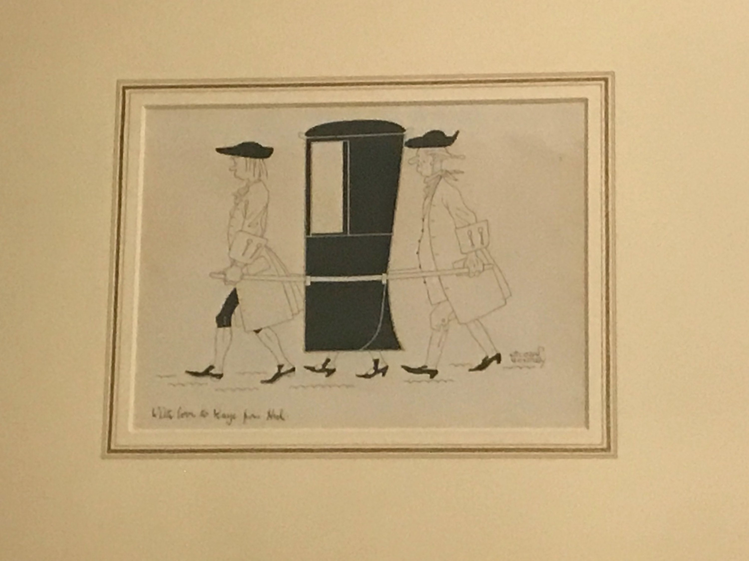 Wonderful Framed Nicholas Bentley Pen & Ink ‘The Sedan Chair'
