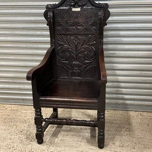 Stunning Rare Welsh Antique ‘bardic’ Wainscot Oak Armchair - Etsy UK
