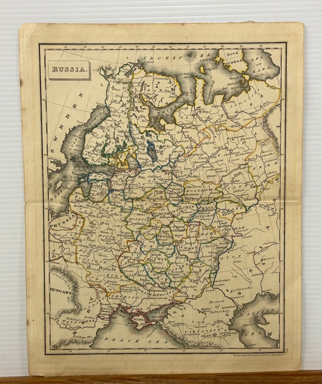 Antique 19th Century Map of Russia Drawn and Engraved by Russell & Sons ...