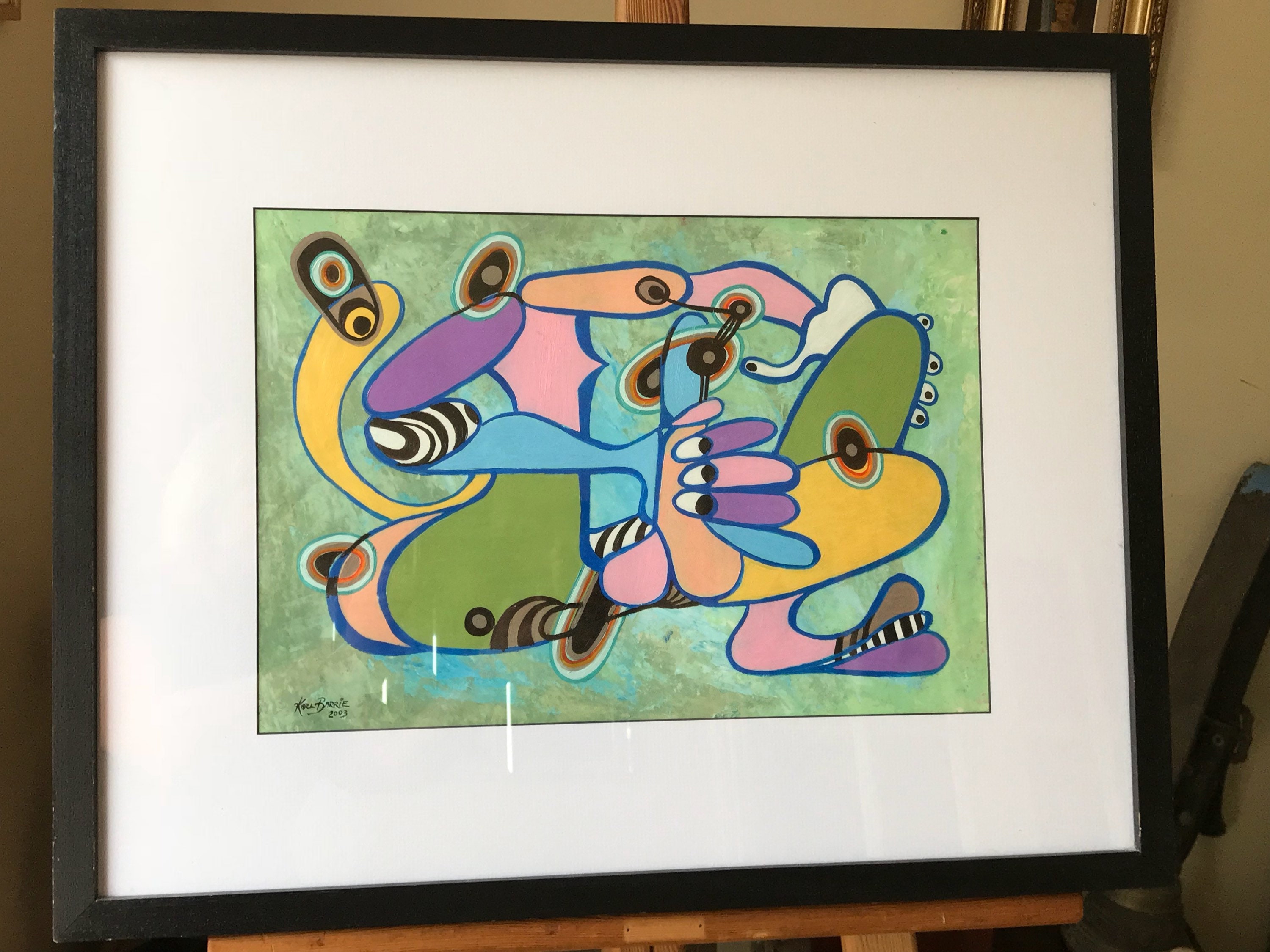 Framed And Glazed Abstract Oil Painting By Karl Barrie dated 2003