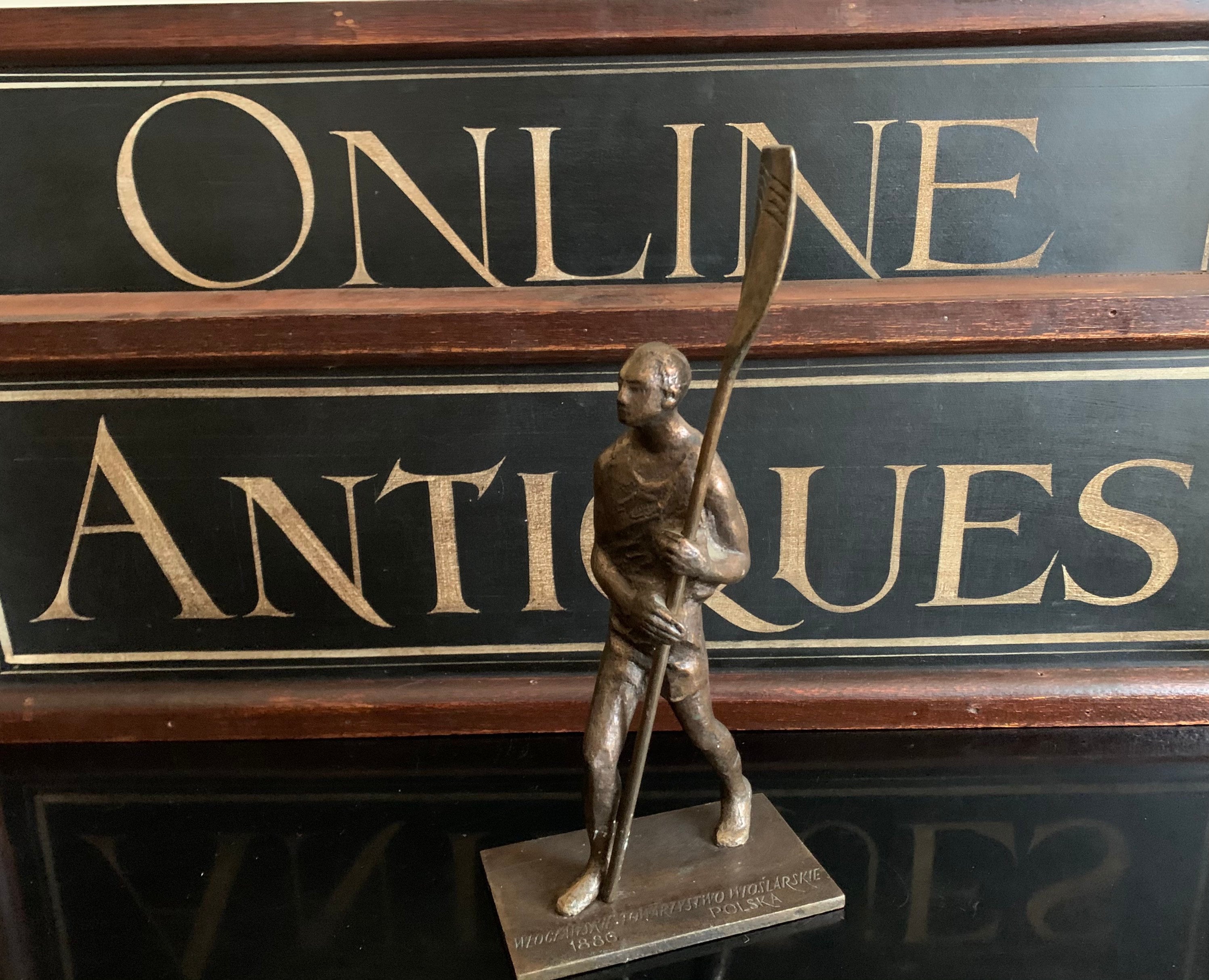 Rare Antique Bronze Rowing Figure Włocławskie Towarzystwo Wioślarskie ...
