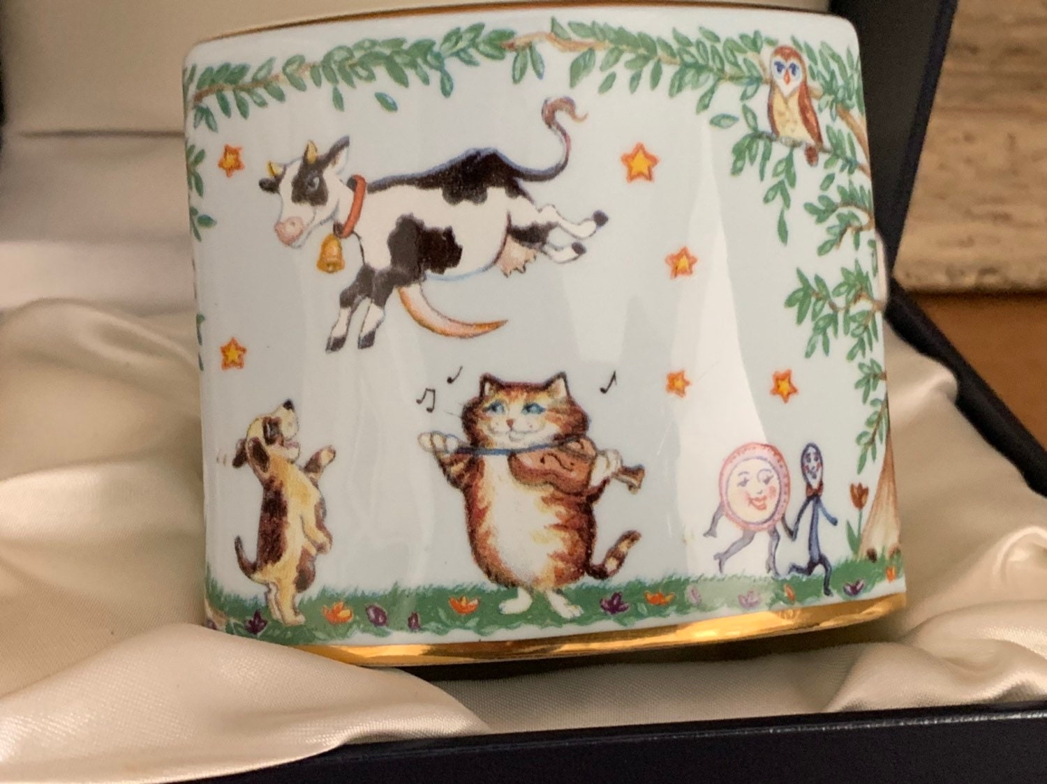 Rare Porcelain Halcyon Days Money Box With Nursery Rhyme, ‘Hey Diddle ...