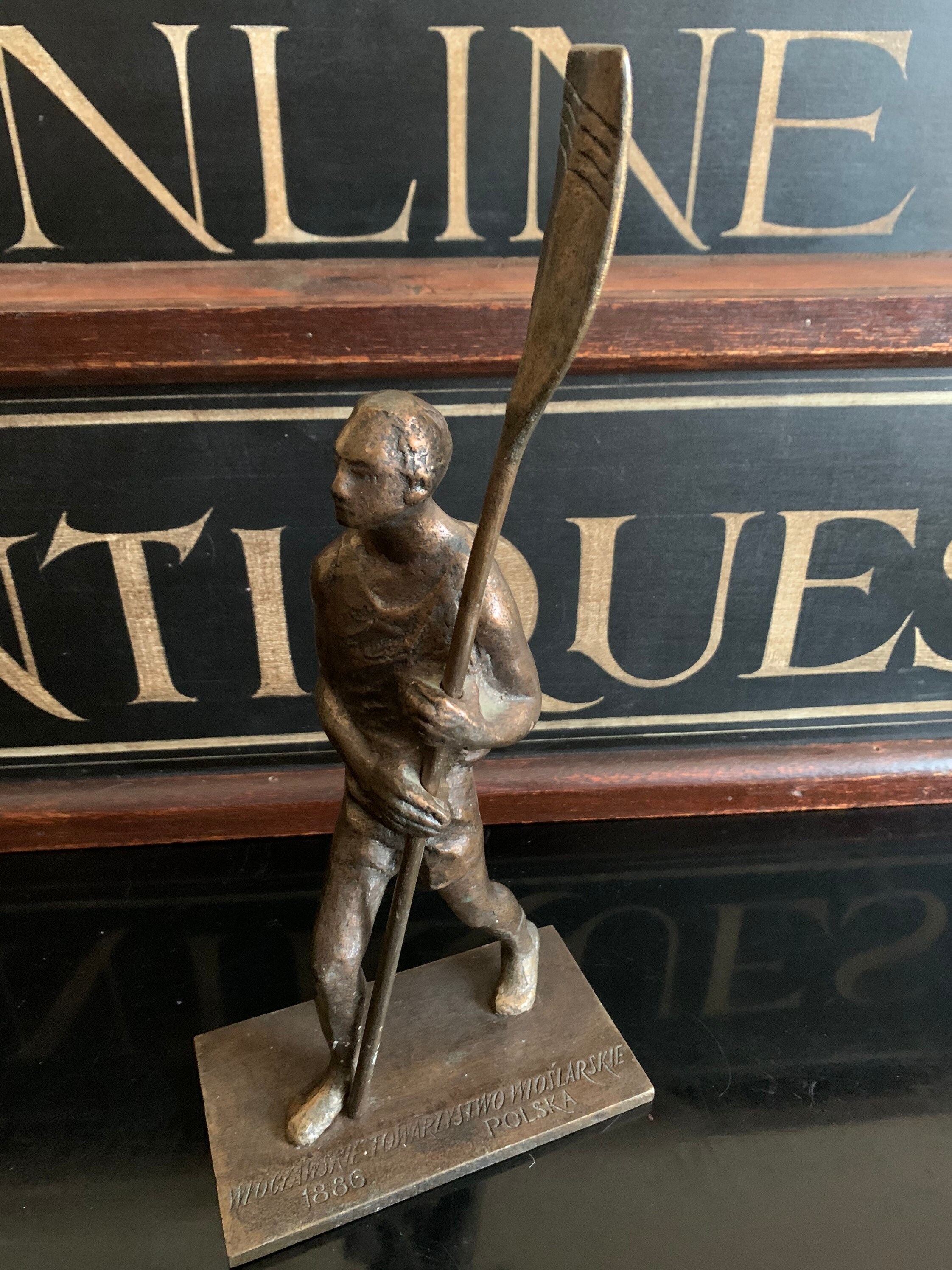 Rare Antique Bronze Rowing Figure Włocławskie Towarzystwo Wioślarskie ...