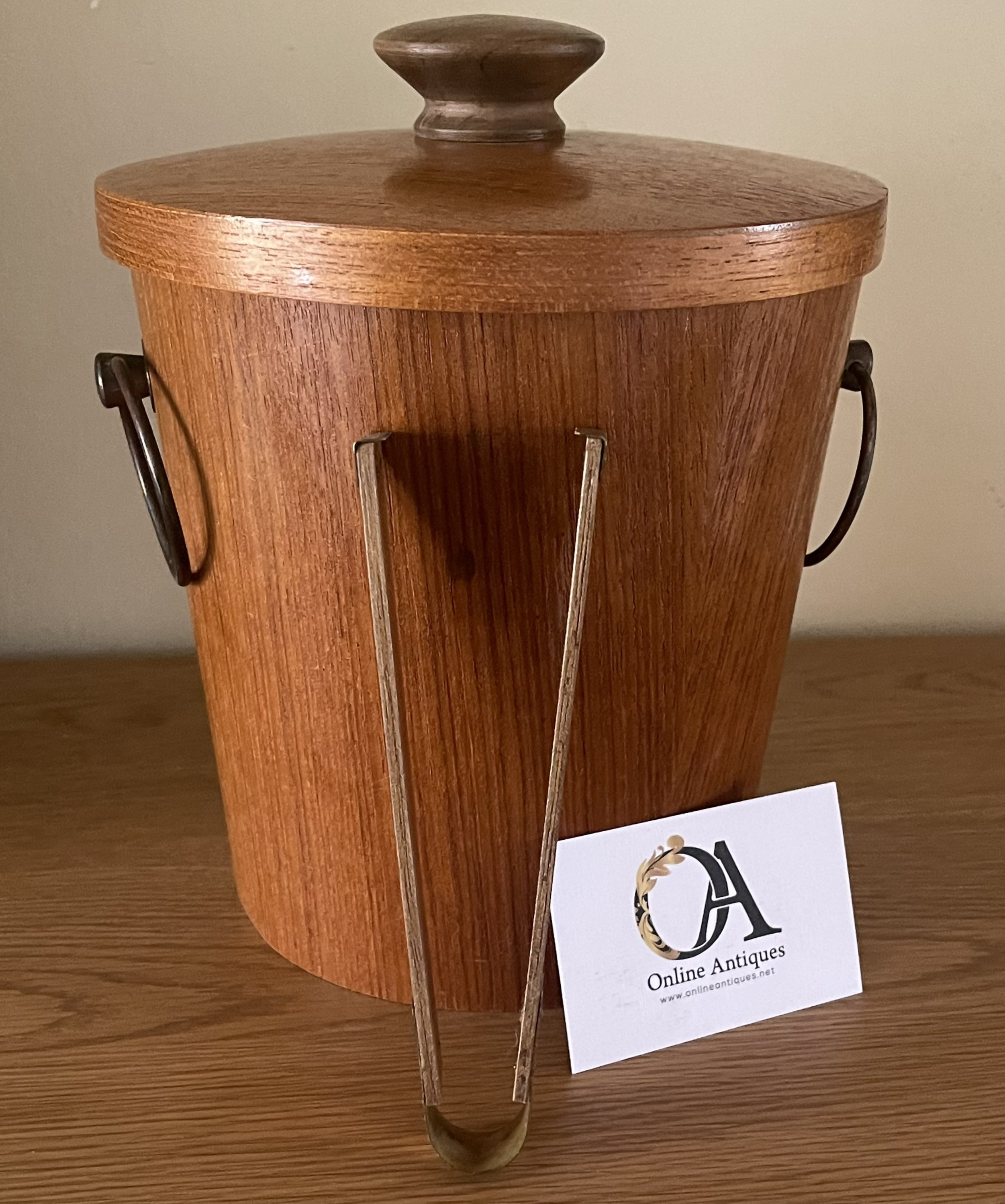 Mid Century Classic Teak Danish Designed Ice Bucket by KMC with Tongs