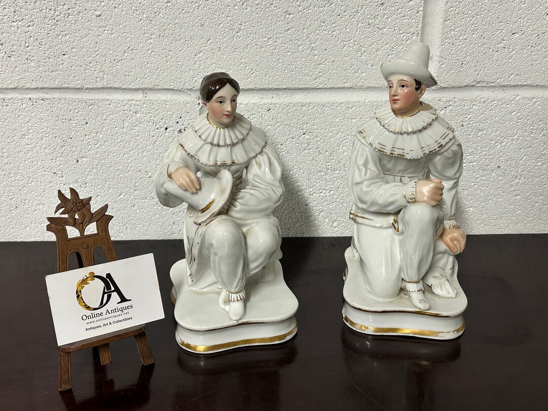 Rare Pair of Antique 19thc Continental Porcelain Earthenware Figurine ...