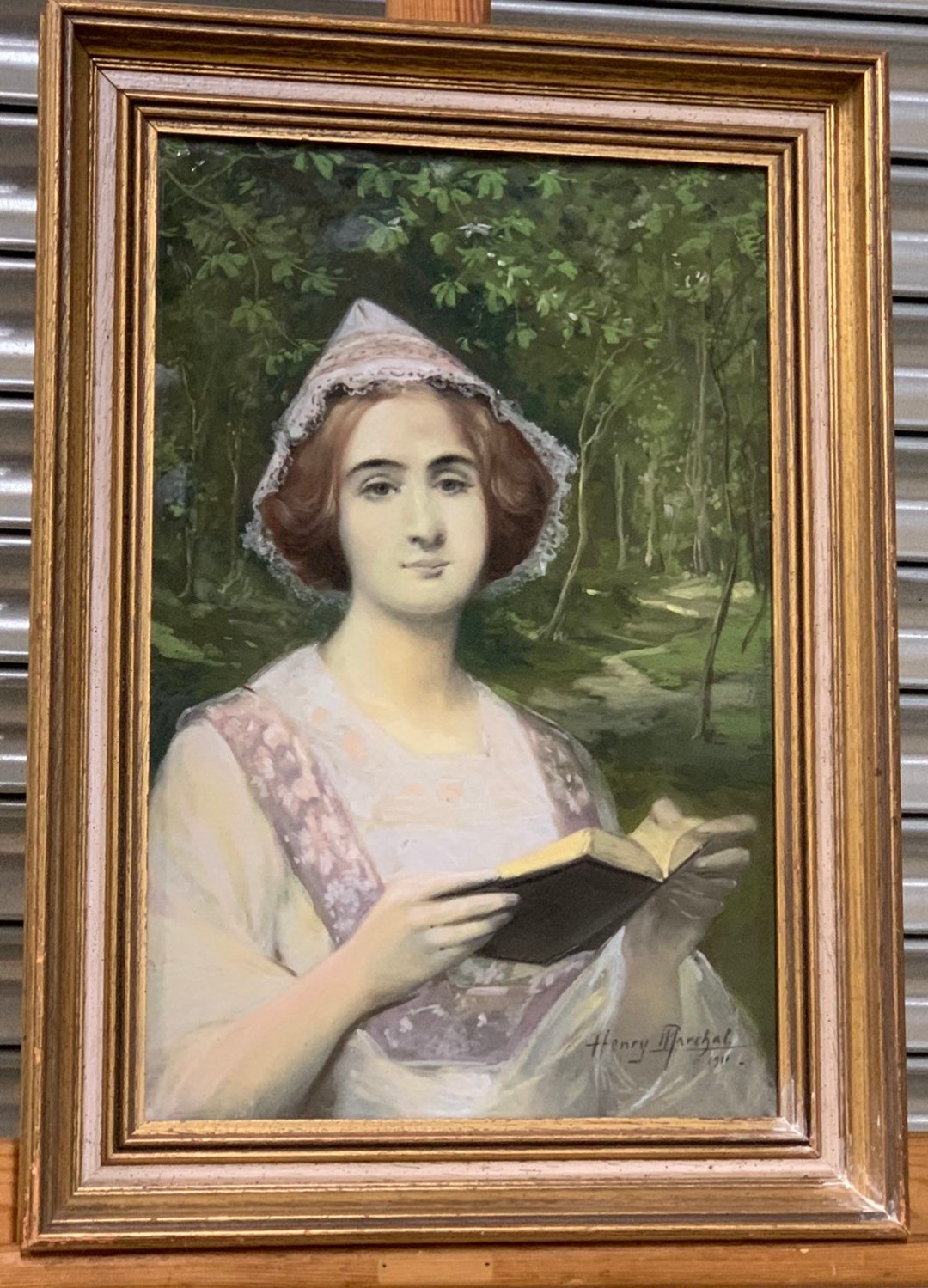 Beautiful Original Portrait in Pastel of A Young Lady Reading a Book ...