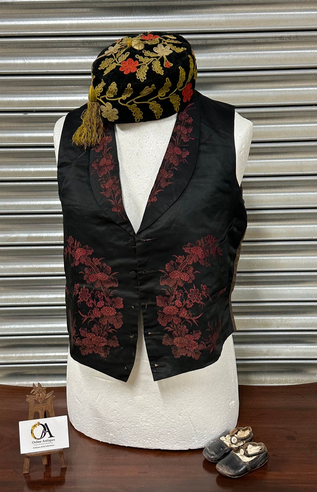 Vintage Hand Embroidered Smokers Hat, Embroidered Waist Coat & Baby ...