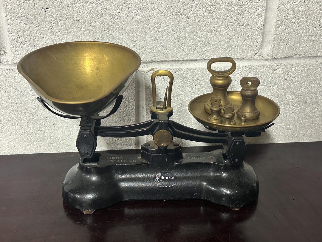 Lovely Original Vintage Set of Black Librasco Libra England Scales With ...