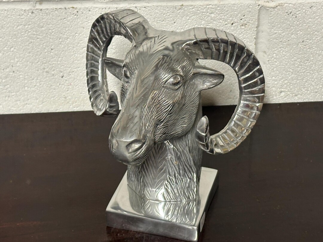 Stunning Silver Coloured Metal Sheep / Rams Head Sculpture - Etsy