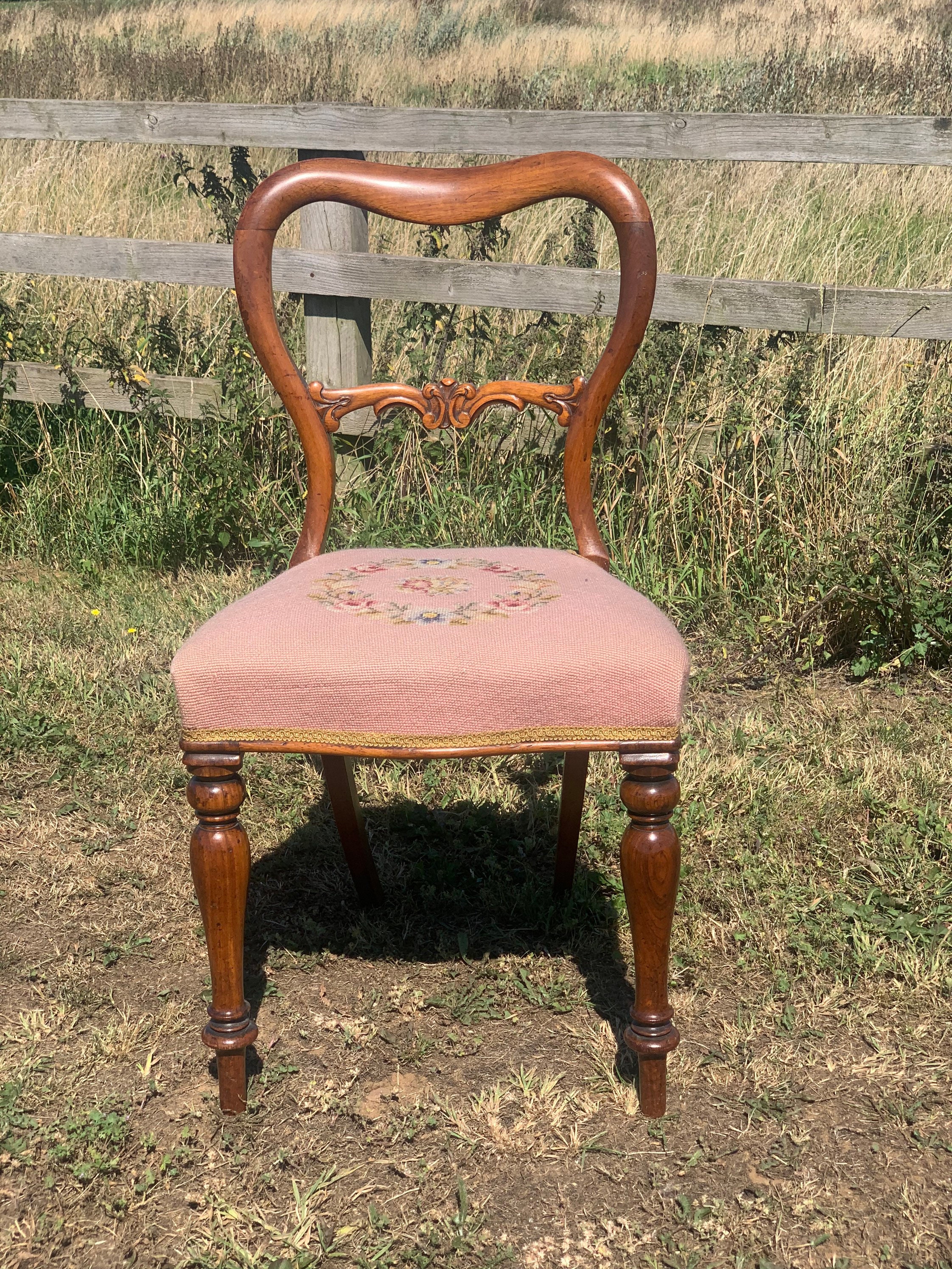 Beautiful Victorian Mahogany Balloon Back Chair with Upholstered ...