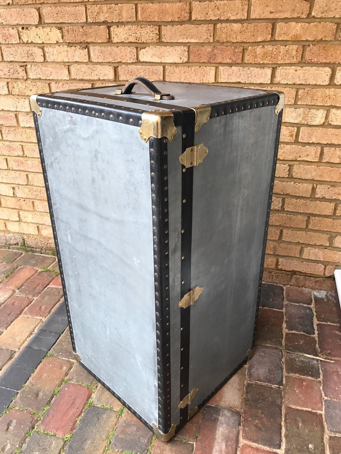 Original Vintage c1950's Large Aluminium Steam Trunk Travelling Chest