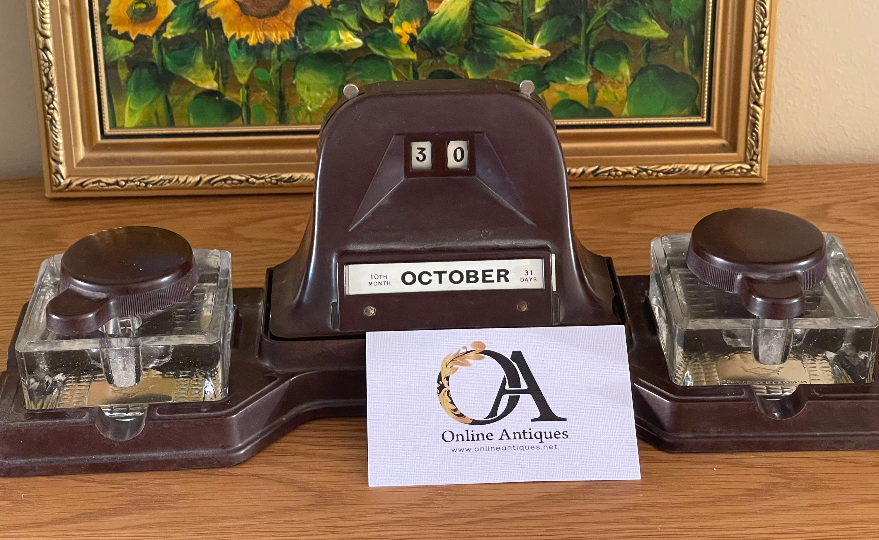 Lovely Original Art Deco Bakelite Desk Set Which Includes a Pair of ...