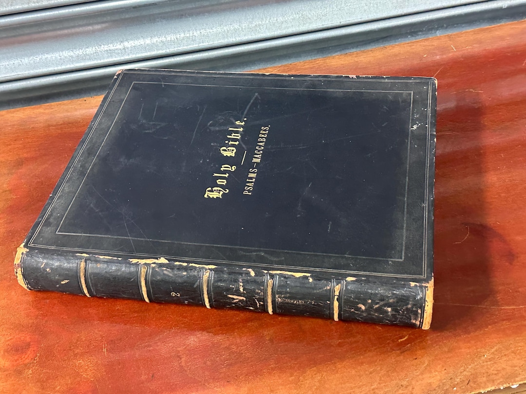 Antique Holy Bible Psalms & Maccabees Leather Bound Victorian Religious ...