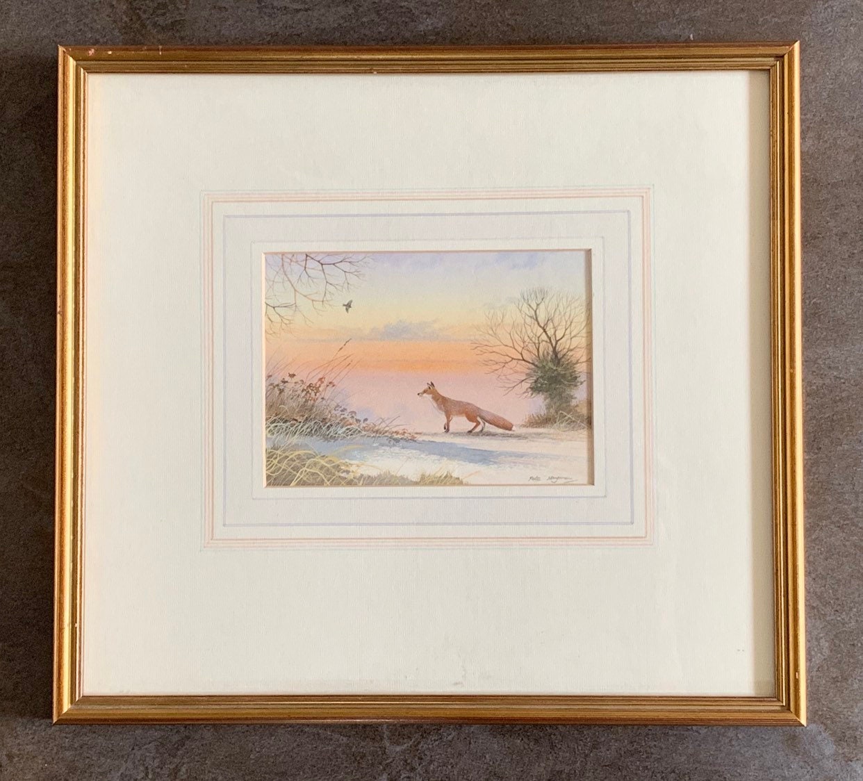 Beautiful Watercolour Of A Fox In A Wintery Landscape By the Suffolk ...