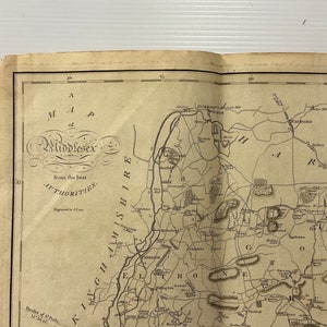 Antique 1789 John Cary County Map of Middlesex From the Best ...