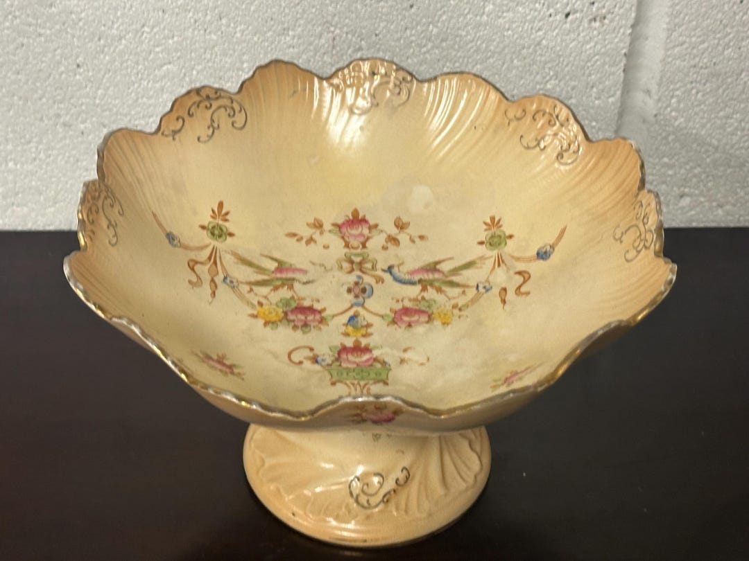 Antique Crown Devon Blush Pedestal Fruit Bowl - Etsy