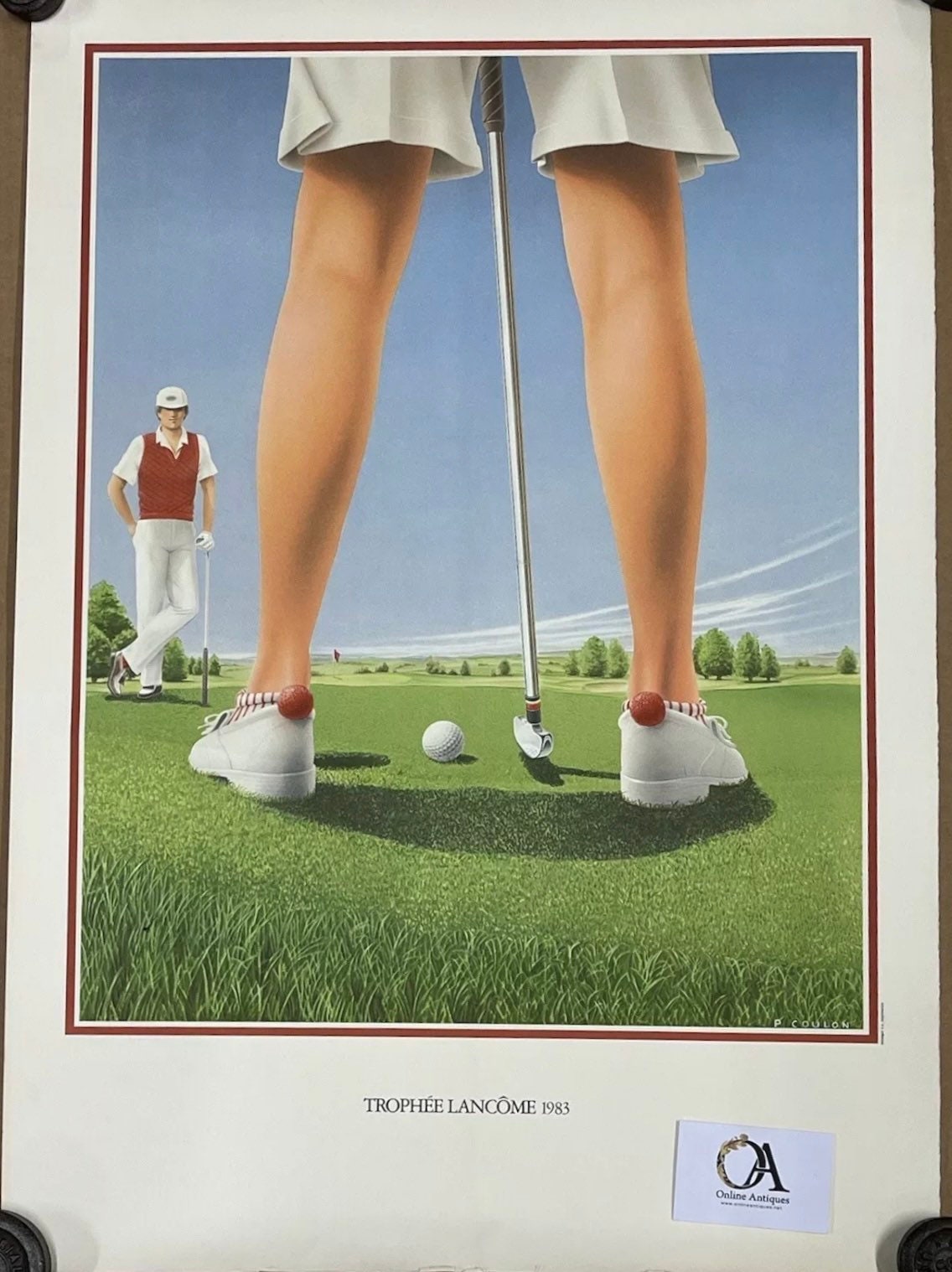 Rare Golf “Lancôme Trophy” 1983 Golf Advertising Lithograph Poster Artwork