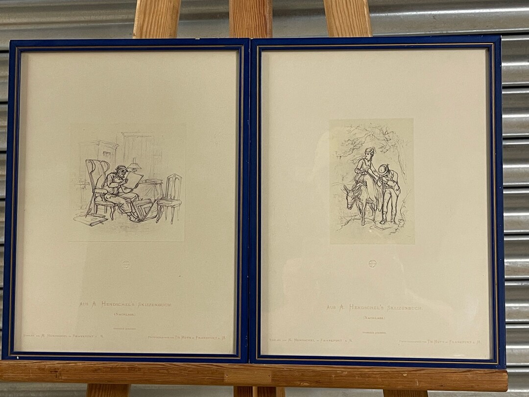 Antique Pair of Blind Stamped German Prints by A. Hendschel’s ...
