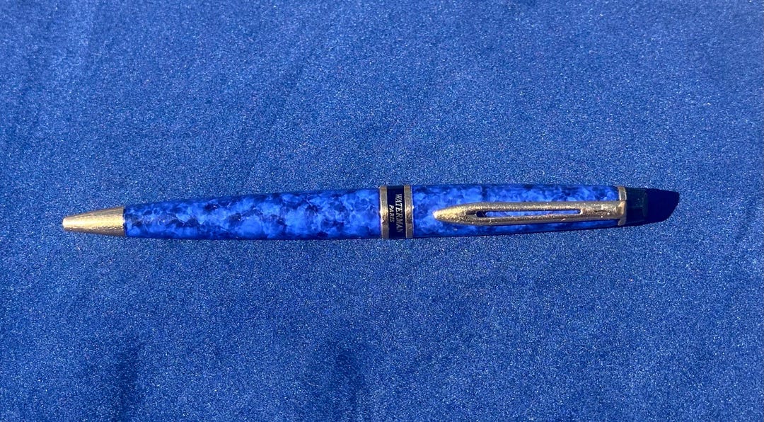 Vintage Waterman Paris Blue Marble Gold Trim Ballpoint Pen With Case - Etsy