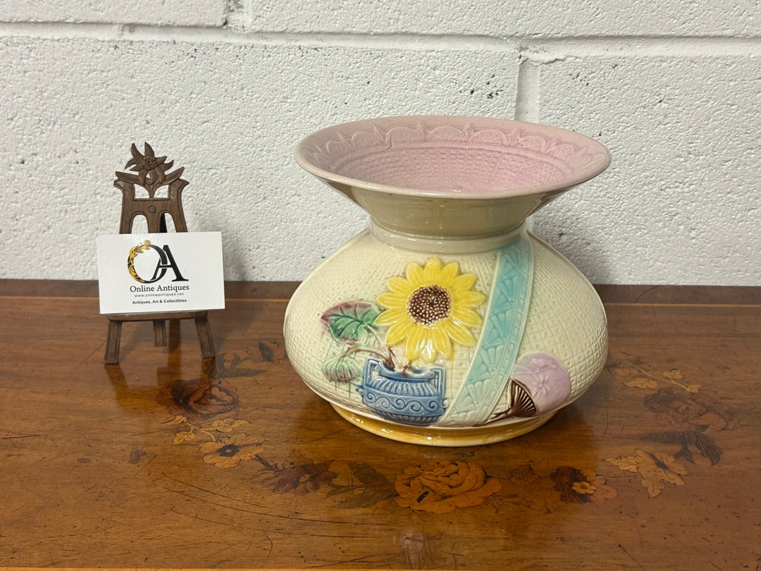 Rare 19th Century Antique ‘samuel Lear’ Majolica Sunflower Cuspidor ...