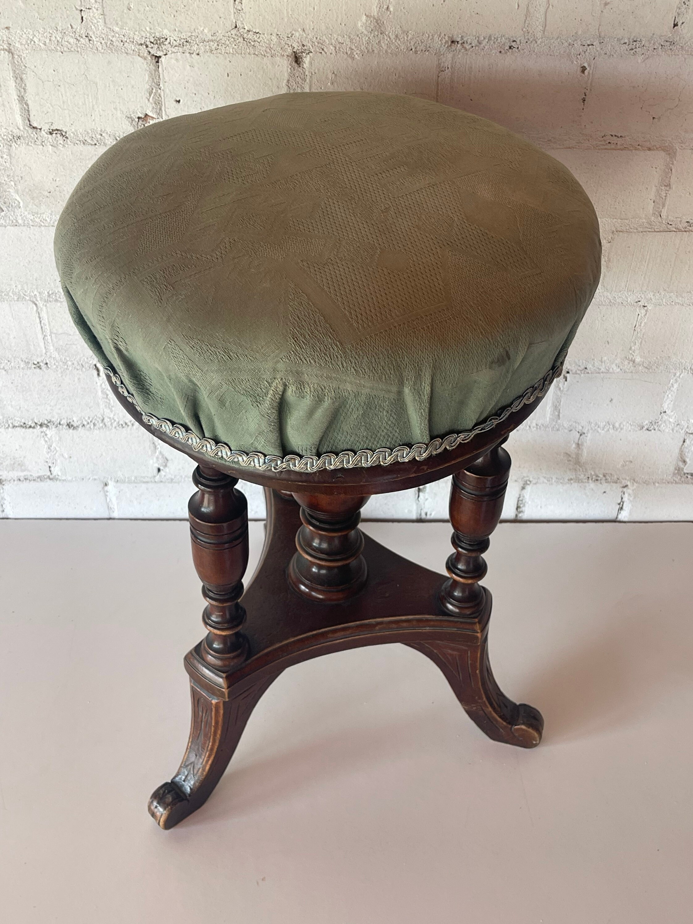 Lovely Antique Victorian Piano Stool with Beautiful Turned Supports on ...