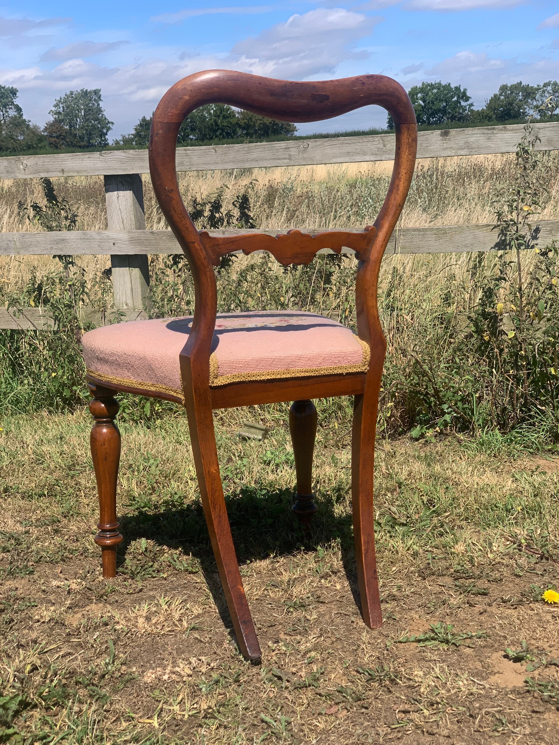 Beautiful Victorian Mahogany Balloon Back Chair with Upholstered ...
